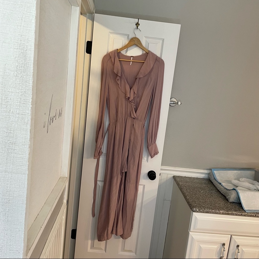 Free People Ruffle Maxi Muted Pink Dress Small - Gem